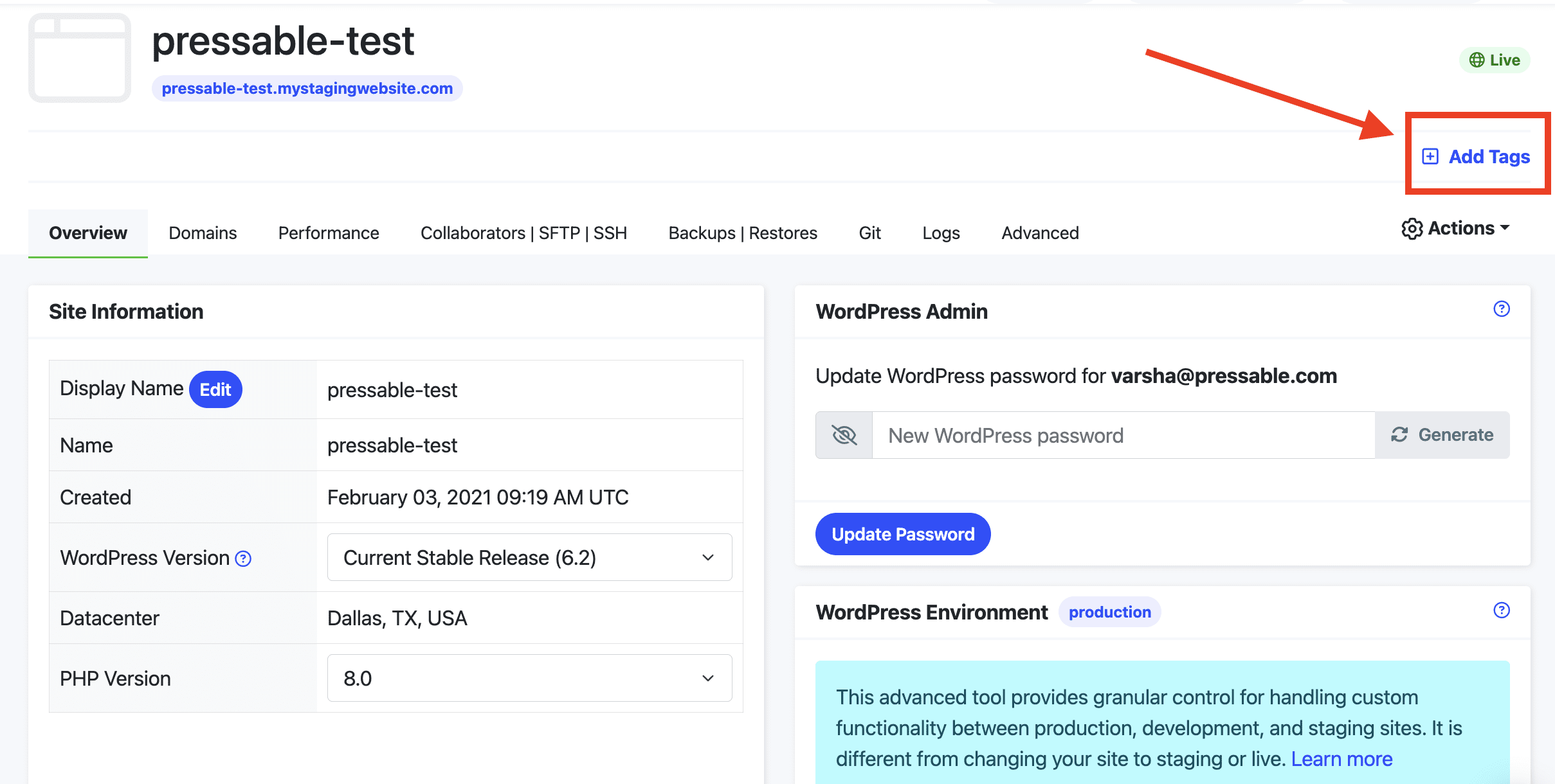 Adding Tags on WordPress Websites | Pressable