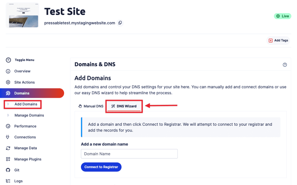 Domain Setup Wizard | Pressable